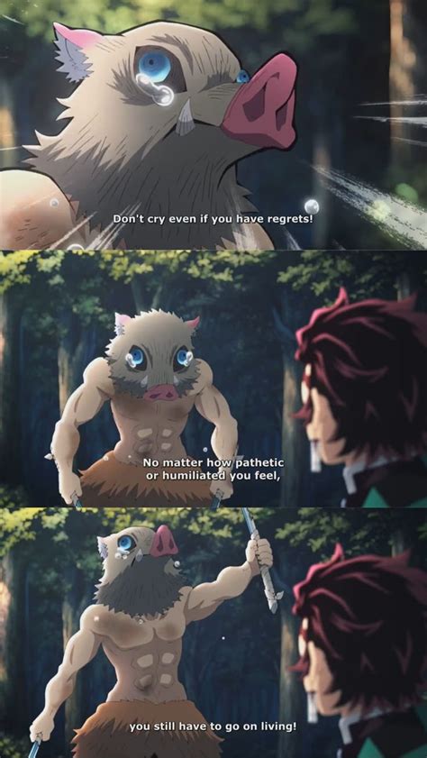 Inosuke Inosuke Crying Demon Slayer Captions Demon Slayer Anime Scene