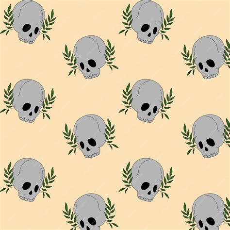 Premium Vector Pattern Magical And Mystical Symbol Skull And Leaves