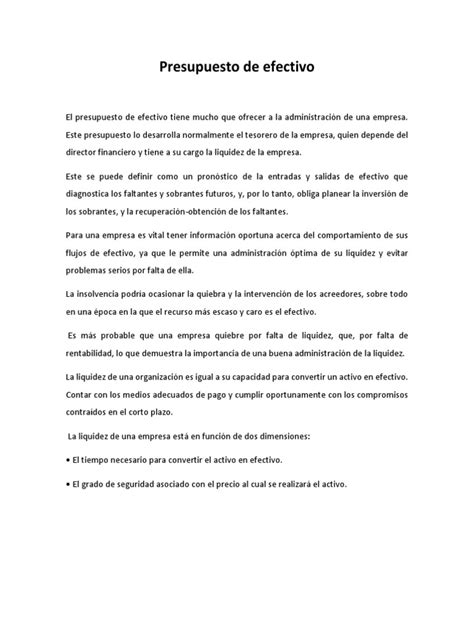 Presupuesto De Efectivo Pdf