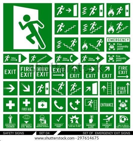 Set Safety Signs Exit Signs Set Stock Vector Royalty Free 297614675 Shutterstock