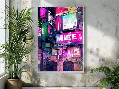 Neon Cyberpunk City Poster Dreamy Retro Art Contest Winner Design High