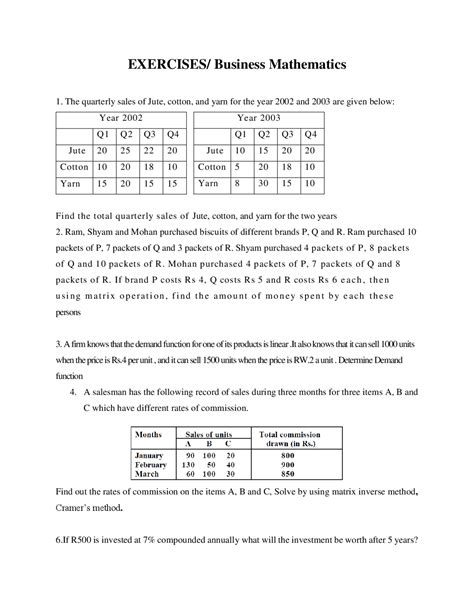 Exercise About Mathematisc Docsity