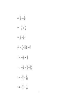 Adding And Subtracting Positive And Negative Fractions By Mathamaniacs