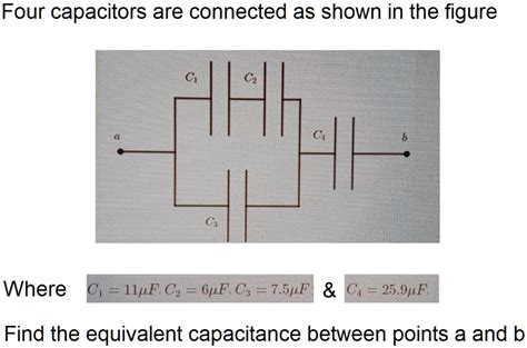 Solved Four Capacitors Are Connected As Shown In The Figure Where C1 6pf C2 6pf C3
