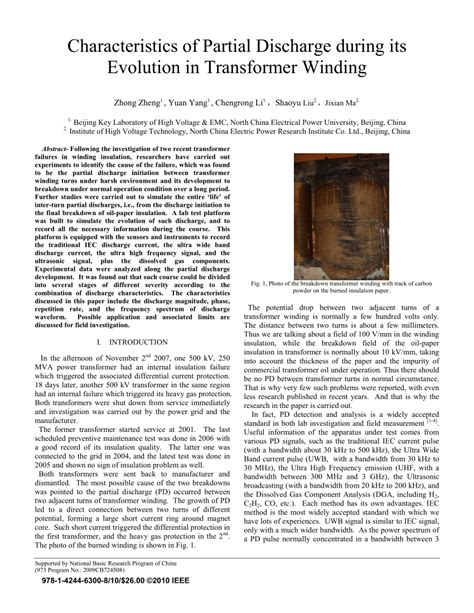 Pdf Characteristics Of Partial Discharge During Its Evolution In Transformer Winding