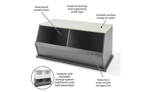 Badger Basket Two Bin Stackable Toy Storage Cubby Organizer