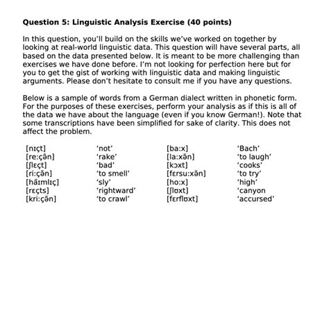 Question 5 Linguistic Analysis Exercise 40