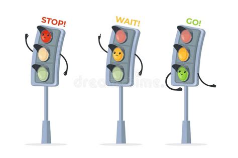 traffic light character semaphores cartoon mascots trafficlight characters green yellow red