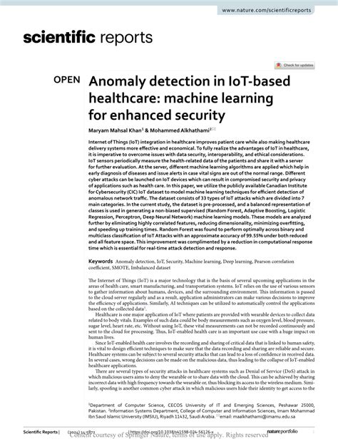Pdf Anomaly Detection In Iot Based Healthcare Machine Learning For