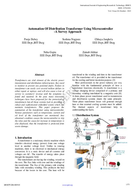 Pdf Automation Of Distribution Transformer Using Microcontroller A Survey Approach