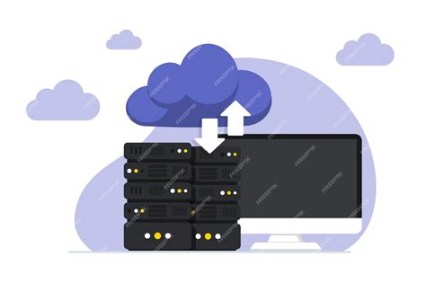 Premium Vector Online Cloud Computing Data Center Web Hosting Service Database For Documents
