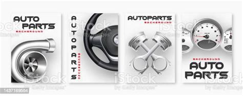 벡터 일러스트 레이 션 자동차 부품 배경 템플릿 세트 현실적인 3d 벡터에 대한 스톡 벡터 아트 및 기타 이미지 벡터 스티어링 휠 압축기 Istock