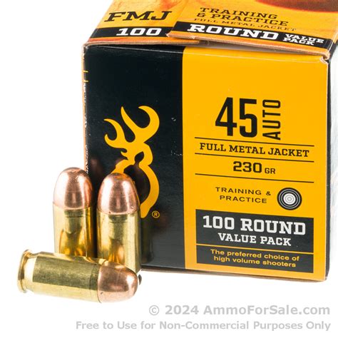 100 Rounds Of Discount 230gr Fmj 45 Acp Ammo For Sale By Browning
