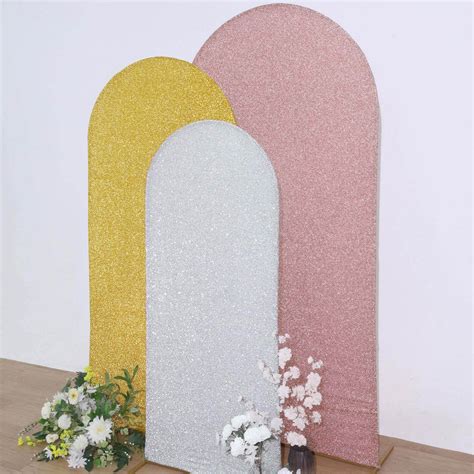 5ft Silver Tinsel Wedding Arch Cover Efavormart