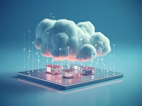 Premium AI Image Cloud Data Storage Database Cloud Computing Concept And Idea