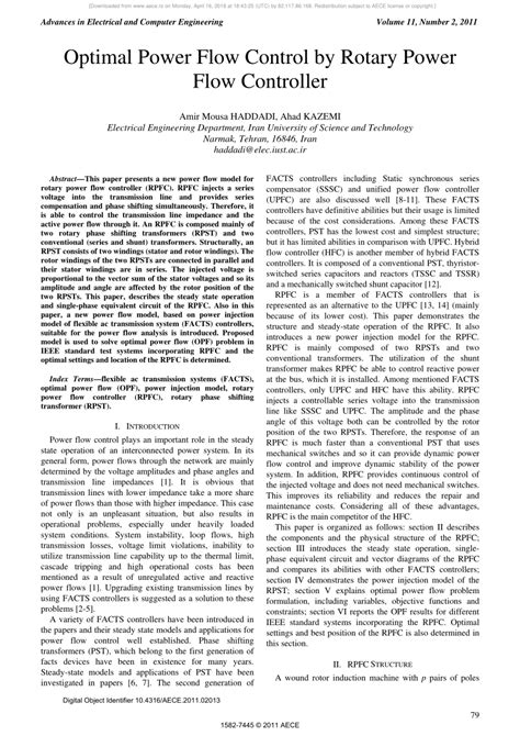Pdf Optimal Power Flow Control By Rotary Power Flow Controller