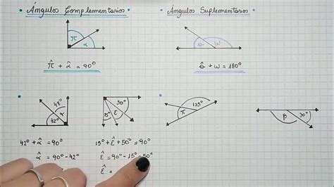 Ángulos Complementarios Y Suplementarios Ejemplos Youtube