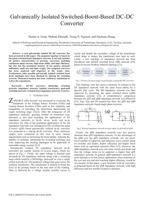 Pdf Galvanically Isolated Switched Boost Based Dc Dc Converter