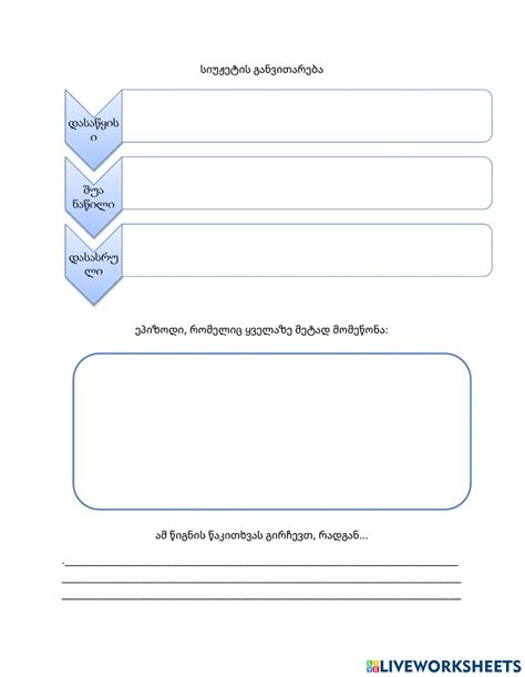 Მხატვრული ტექსტის მიმოხილვა Worksheet