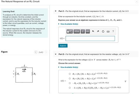 Solved The Natural Response Of An Rl Circuit Of Chegg Com