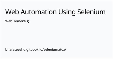WebElement S Web Automation Using Selenium