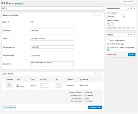 Request A Quote For Woocommerce Ultimate Quotation Plugin