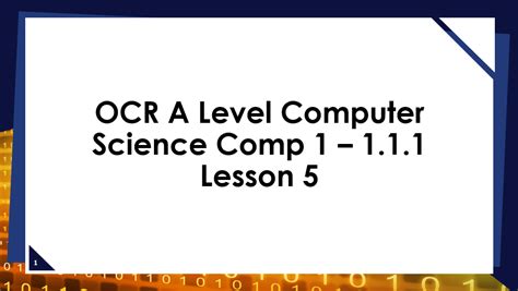 Ocr Alevel Computer Science Comp 1 Unit 1 1 1 The Cpu Teaching