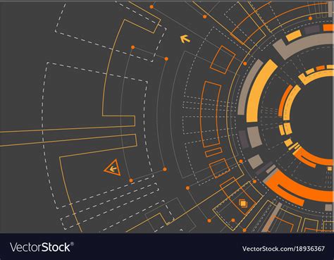 Abstract Orange Colored Technological Background Vector Image