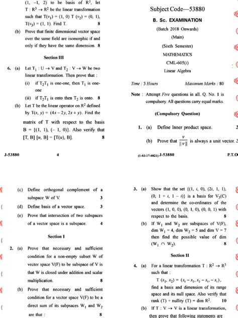 Linear Algebra Pdf Linear Subspace Basis Linear Algebra
