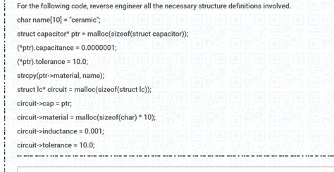 Solved For The Following Code Reverse Engineer All The Chegg Com