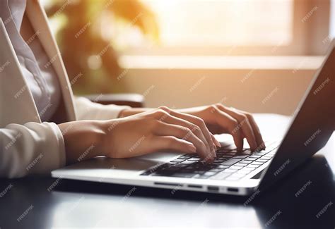 Premium Photo Photo Of Female Hands Fingers On Her Computer Keyboard While Typing