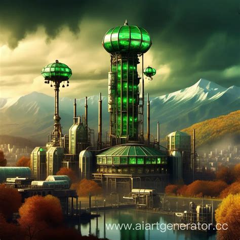 Steampunk Analog Computer Tower In Autumn Rain Ai Art Generator