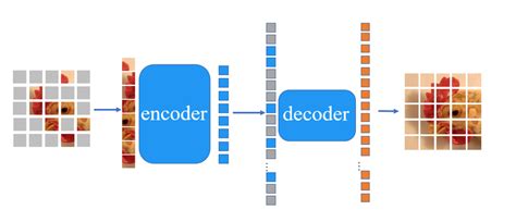 the asymmetric encoder decoder structure of mae the image is masked