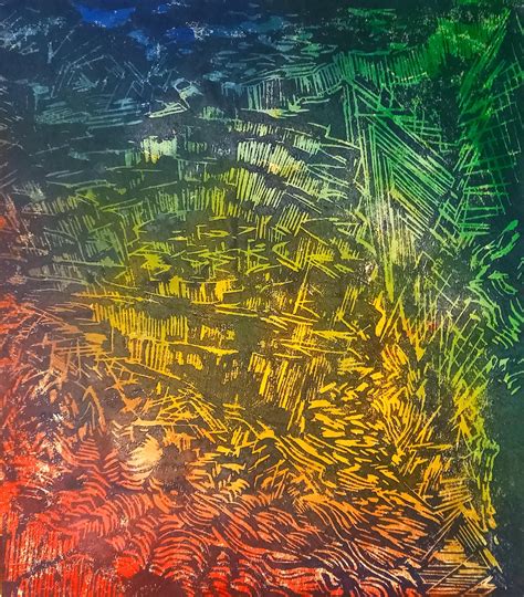 Psychedelic Abstract Multiple Layer Reductive Wood Cut Print Making Project R Trippyart