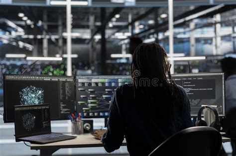 Data Center Worker Using Ai Deep Learning Algorithms To Analyze Large