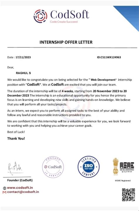 Raghul S On Linkedin Codsoft Codsoftintern Skills Webdevelopmentinternship Webinternship