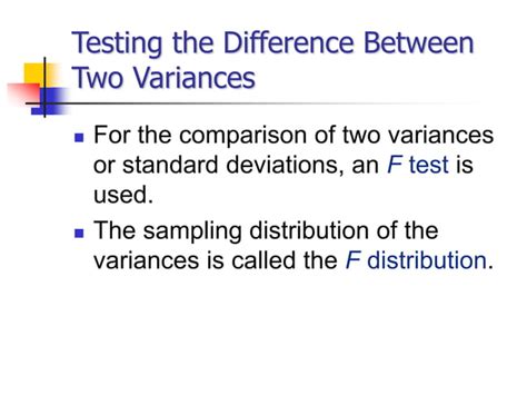 Ch6 Testing The Difference Between Means Variances Ppt