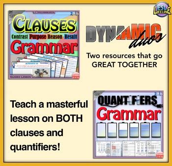 Quantifiers Clauses Grammar BUNDLE 2 Lesson Plans For Pre Planned Instruction