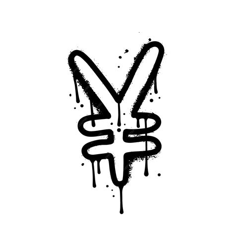 Icono De Moneda De Yen Y Yuan En Grunge Estilo Graffiti Urbano Negro Spray Steet Art Símbolo Del