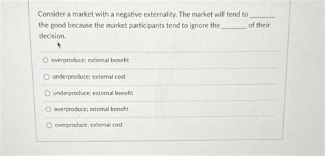 Solved Consider A Market With A Negative Externality The