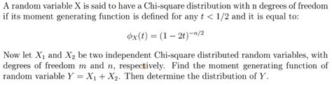 Solved Random Variable X Is Said To Have A Chi Square Distribution