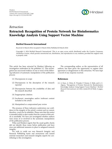 Pdf Retracted Recognition Of Protein Network For Bioinformatics Knowledge Analysis Using