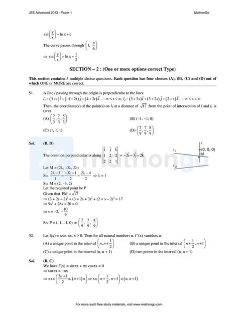 JEE Advanced Question Paper MathonGo