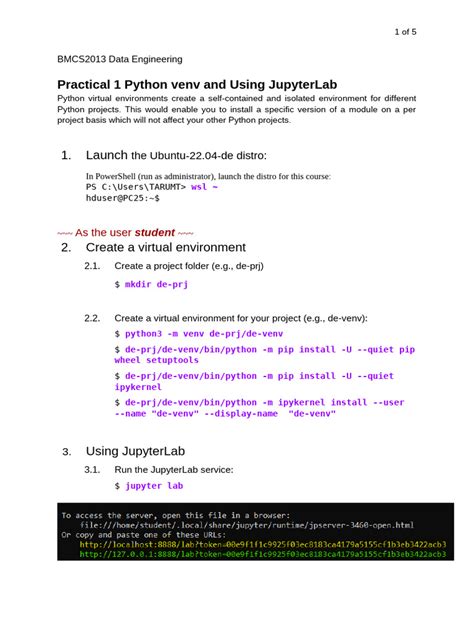 Practical 1 Python Virtual Environments And Using Jupyterlab Pdf Python Programming