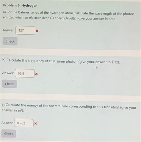 Solved Problem 6 Hydrogen A For The Balmer Series Of The