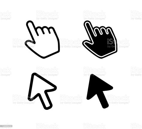화살표 및 손 포인터 아이콘 아이콘 세트 평면 벡터 디자인 일러스트레이션에 대한 스톡 벡터 아트 및 기타 이미지 일러스트레이션 화살표 Istock