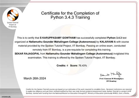 Karuppasamy Gowtham S On Linkedin Spokentutorial Iitbombay Python