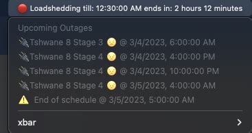GitHub CreareGuru Xbar Loadshedding Xbar App Displaying Loadshedding