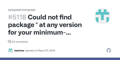 Could Not Find Package At Any Version For Your Minimum Stability