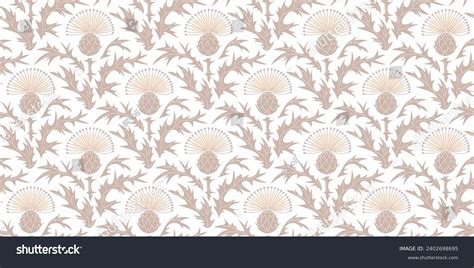 Seamless Floral Pattern Stylized Flowering Thistle Stock Vector